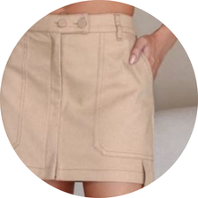 Mini Saia Com Pesponto Sarja Bege -DOT