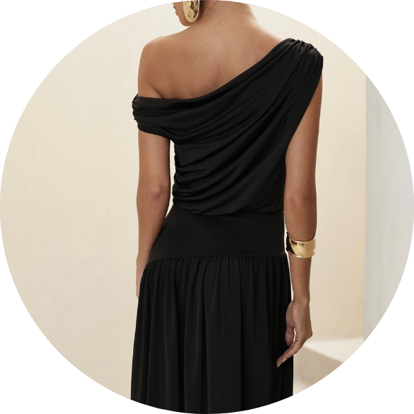 Vestido Jersey Blusa Drapeada Preto - DOT