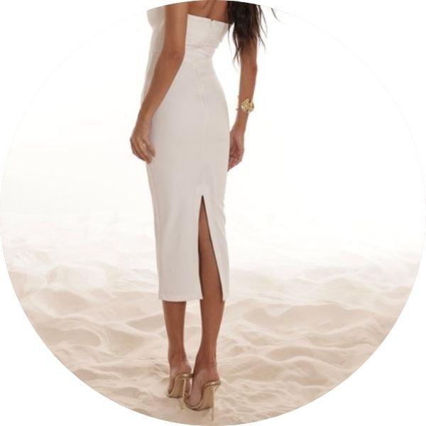 Vestido Midi Com Aviamento Sem Alça Branco - DOT