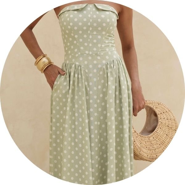 Vestido Longo Poá Tomara Que Caia Verde - DOT