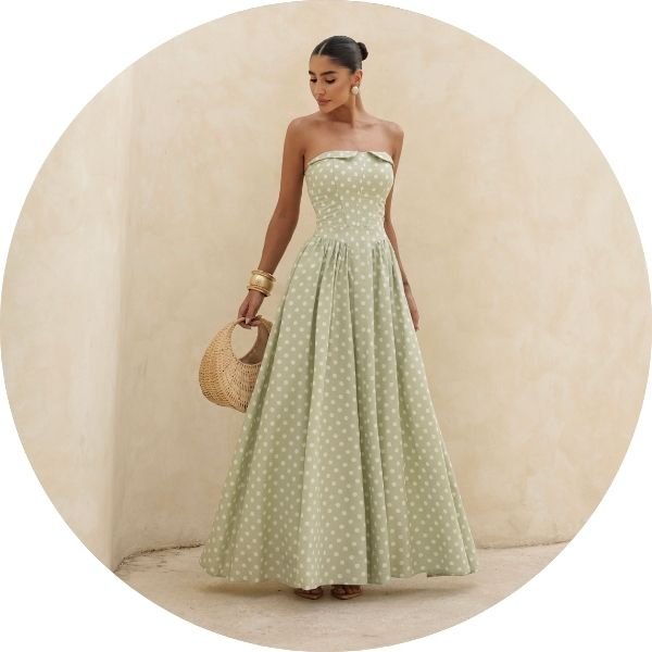 Vestido Longo Poá Tomara Que Caia Verde - DOT