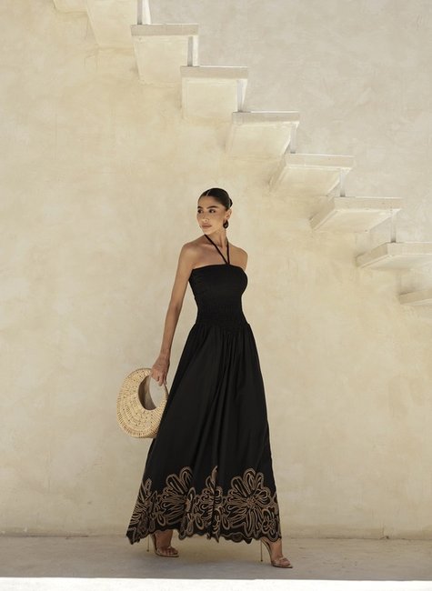 Vestido Laise Barrado Preto - DOT