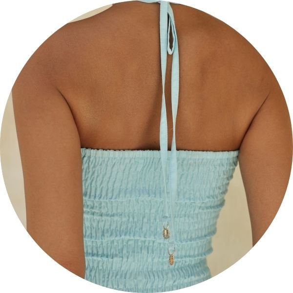 Vestido Laise Barrado Azul Claro - DOT